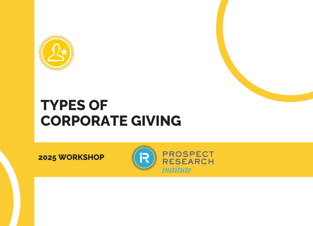 Types of Corporate Giving Workshop - Aspire Research Group